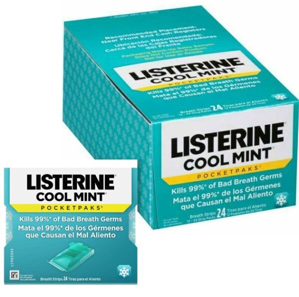 LISTERINE COOL MINT POCKET PACK STRIPS 24PK 12CT - Metro Atlanta Wholesale