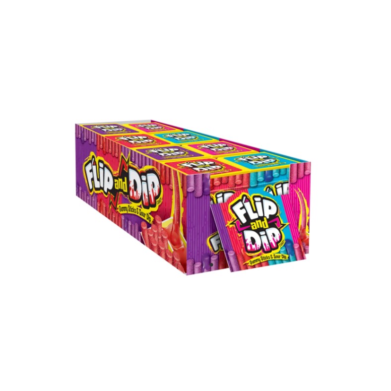 FLIP N DIP GUMMY STICKS AND SOUR DIP 3.4 OZ 8CT - Metro Atlanta Wholesale