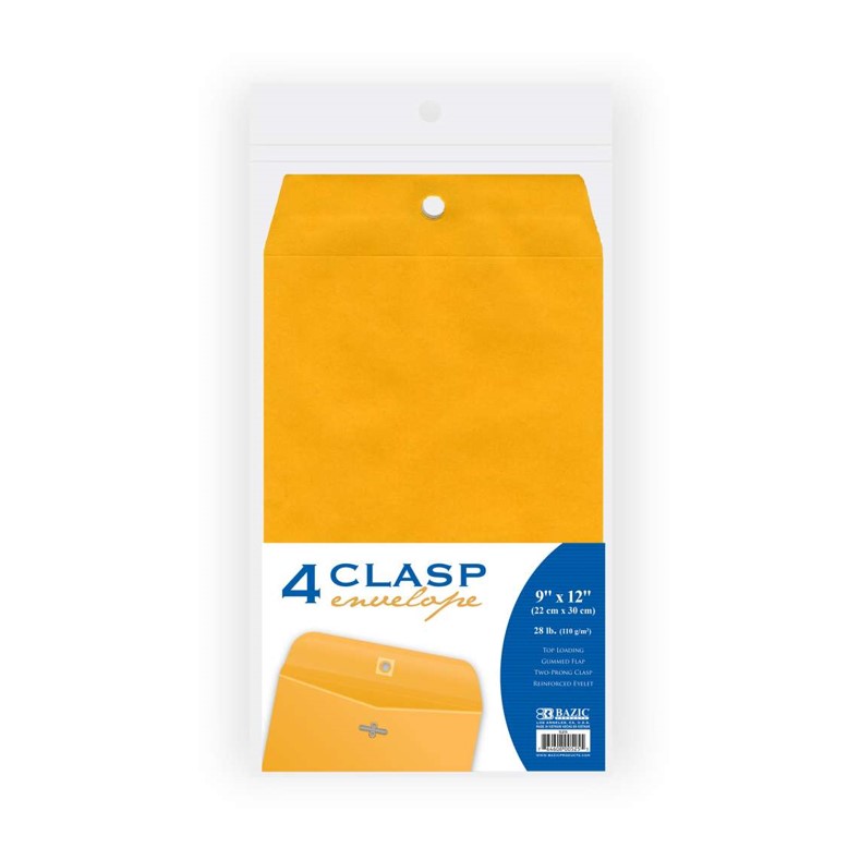 4 CLASP ENVELOPE 9X12 (22CM X 30CM) 4CT - Metro Atlanta Wholesale