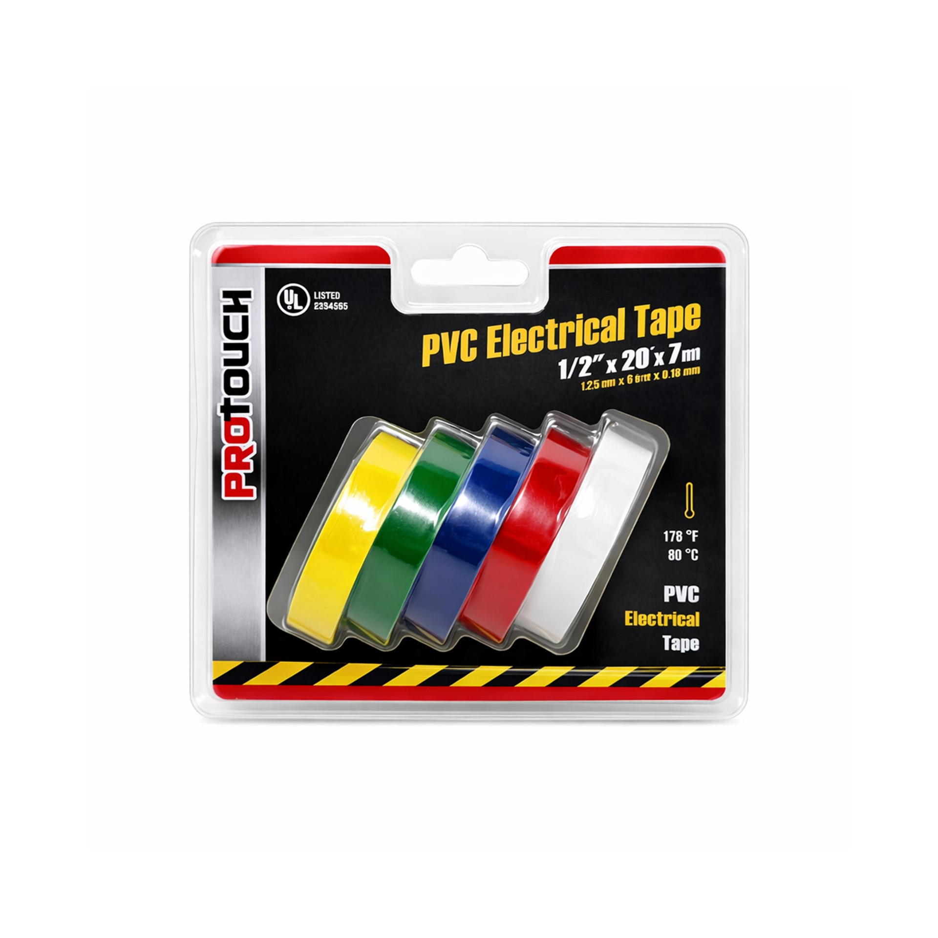 PVC PRO TOUCH ELECTRICAL TAPE 1/2X20'X7MI ASSORTED COLORS - Metro ...